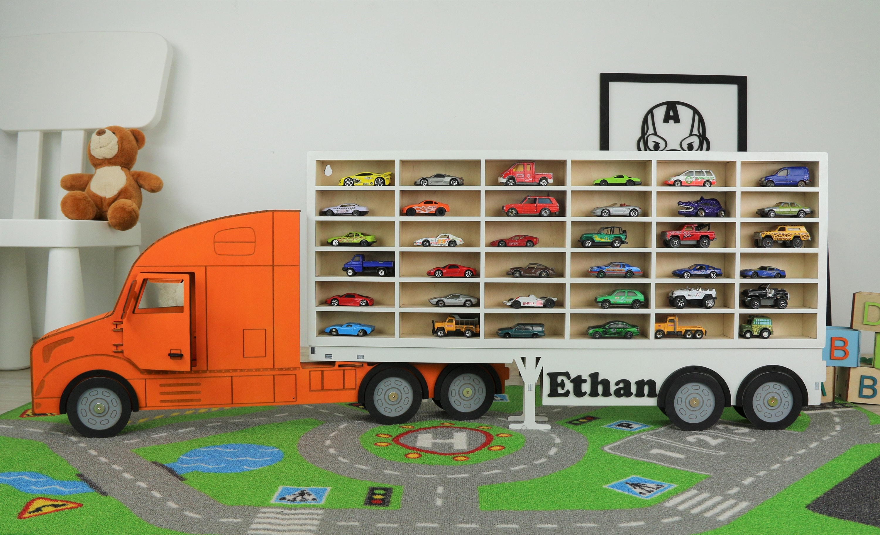Toy Car Storage 20-100 Sections Hot Wheel Shelf Handmade - Etsy