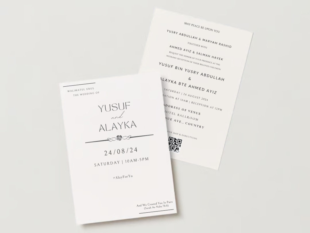 Minimalist Malay/muslim Wedding Card - Etsy