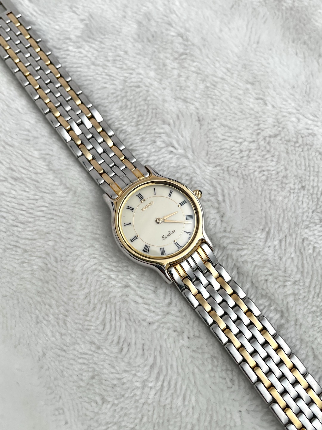 Vintage Seiko Exceline Two-tone Bracelet Roman Dial 7320-0390. - Etsy