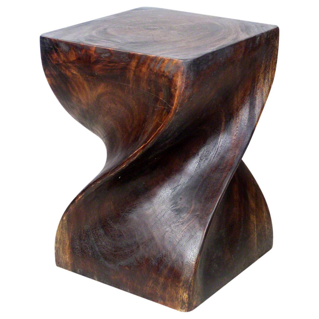 Haussmann® Big Twist Wood Stool Table 14 in SQ X 20 in H Mocha Oil - Etsy