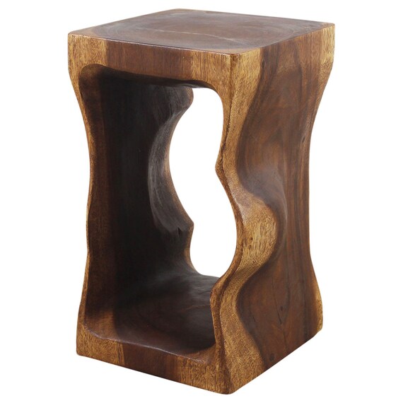 Haussmann® Wood Natural Stool End Table 12 in Sq X 20 in High | Etsy