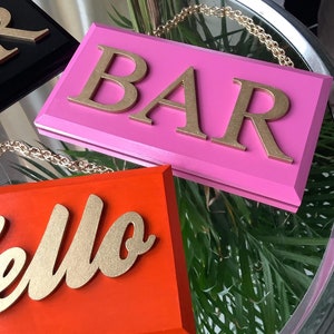 Pink Bar Sign, Bar Cart Styling, Bar Cart Decor, Bar Accessory, Small ...