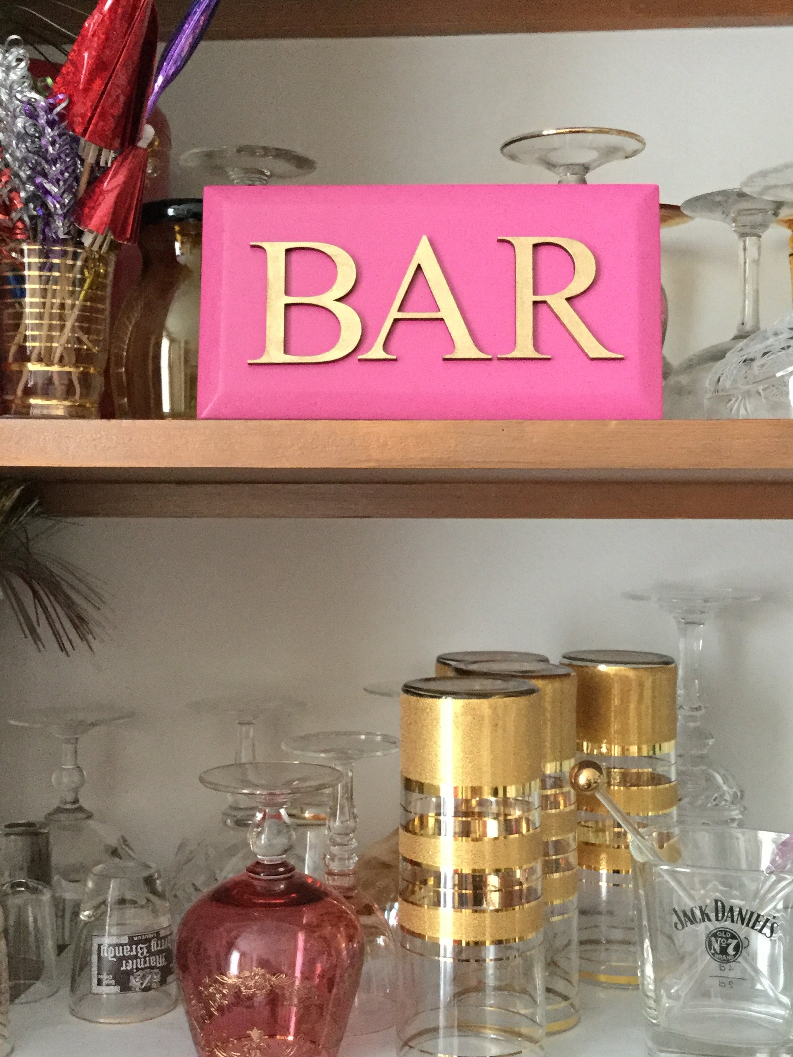 Pink Bar Sign Bar Cart Styling Bar Cart Decor Bar | Etsy UK
