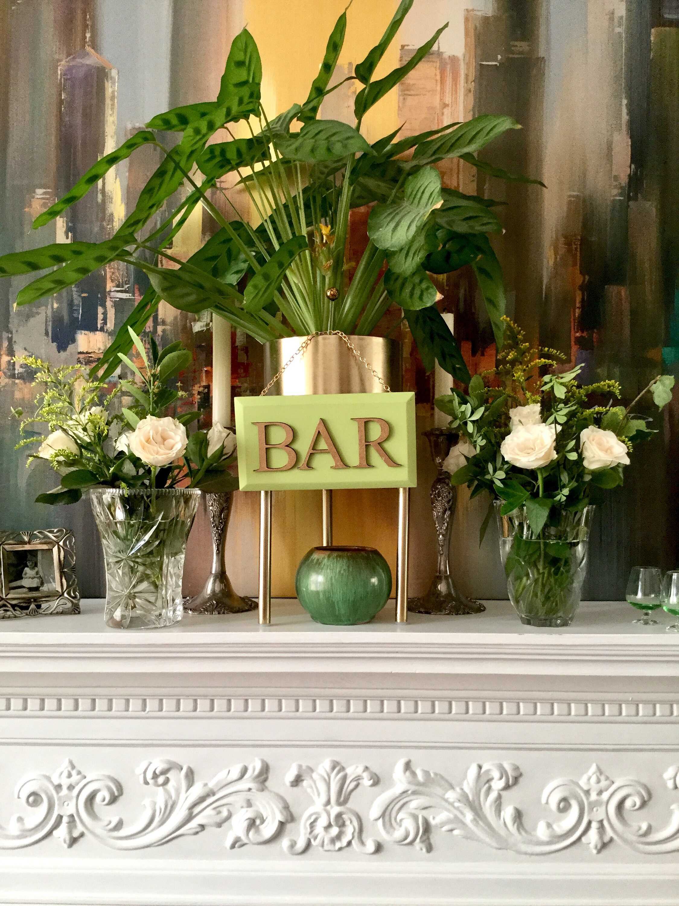 Vibrant Green Bar Sign, Home Bar Sign, Bar Cart Styling, Green and Gold ...