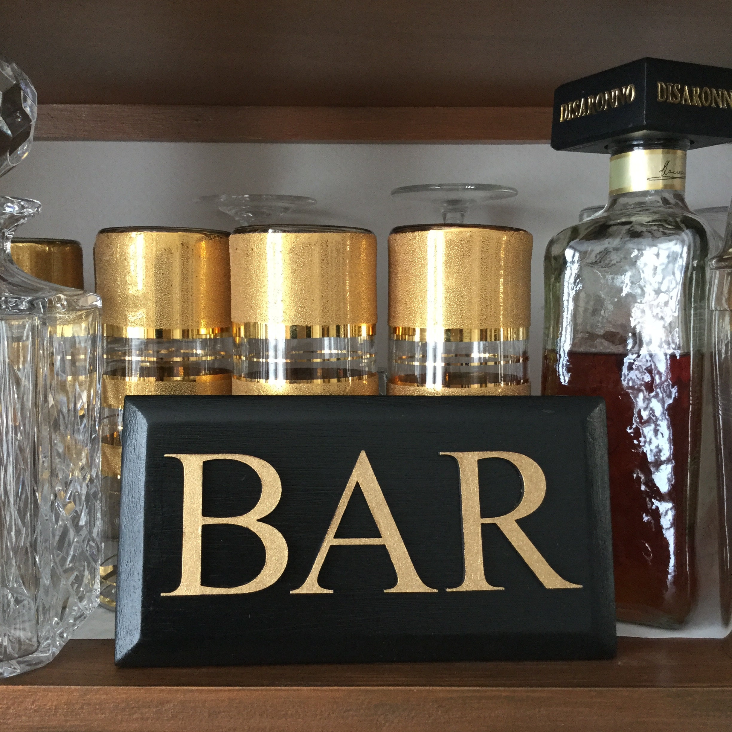 Classic BAR Sign Black and Gold Wooden Sign Hanging Bar | Etsy UK