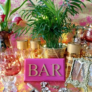 Pink Bar Sign, Bar Cart Styling, Bar Cart Decor, Bar Accessory, Small ...