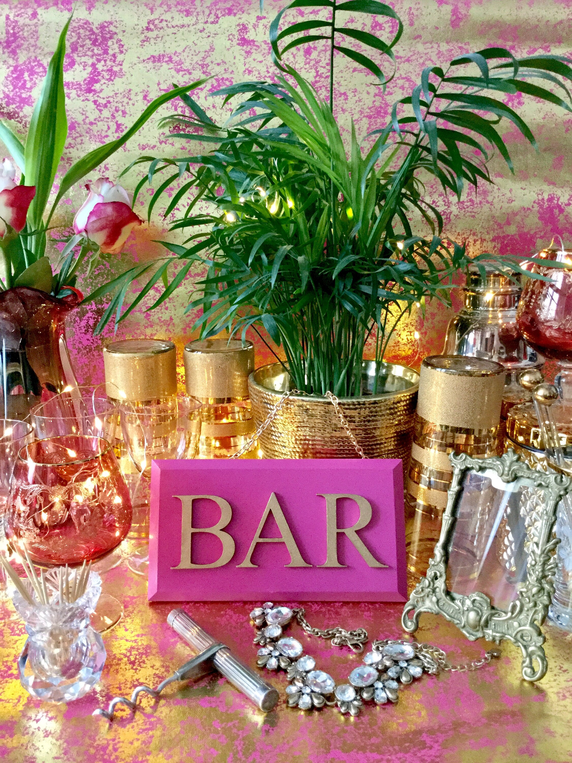 Pink Bar Sign Bar Cart Styling Bar Cart Decor Bar | Etsy UK