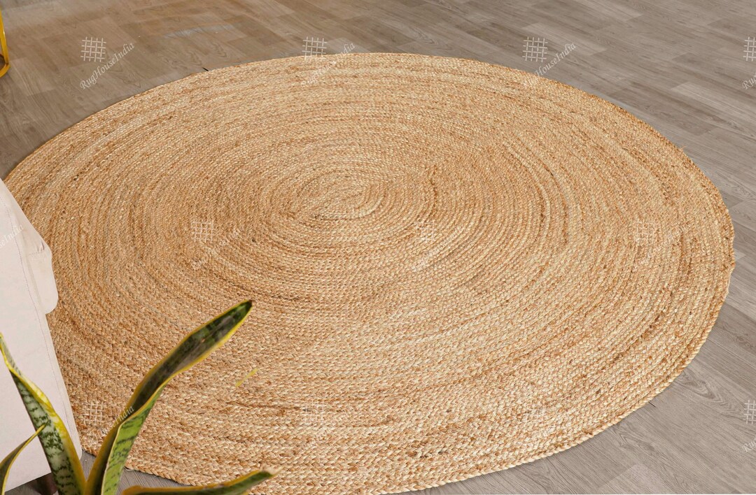 2x2 8x8 12x12 Ft Indian Hand Braided Beige Round Jute Rug Circle Area ...