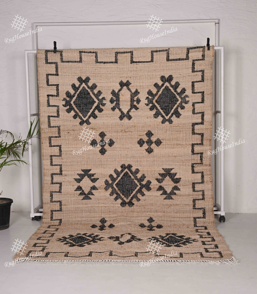 9x12 10x14 Jute Rug Ivory Flower Natural Jute High Quality Handmade ...