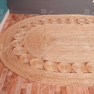 6x9 Ft Natural Indian Hand Braided Oval Scalloped Jute Rug - Etsy