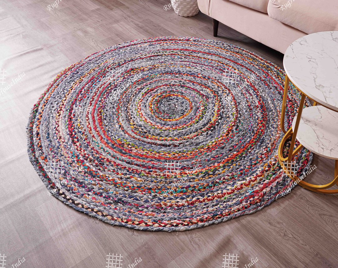 Custom Size Handwoven Cotton Round Rug, Circle Area Rug, Home Décor ...