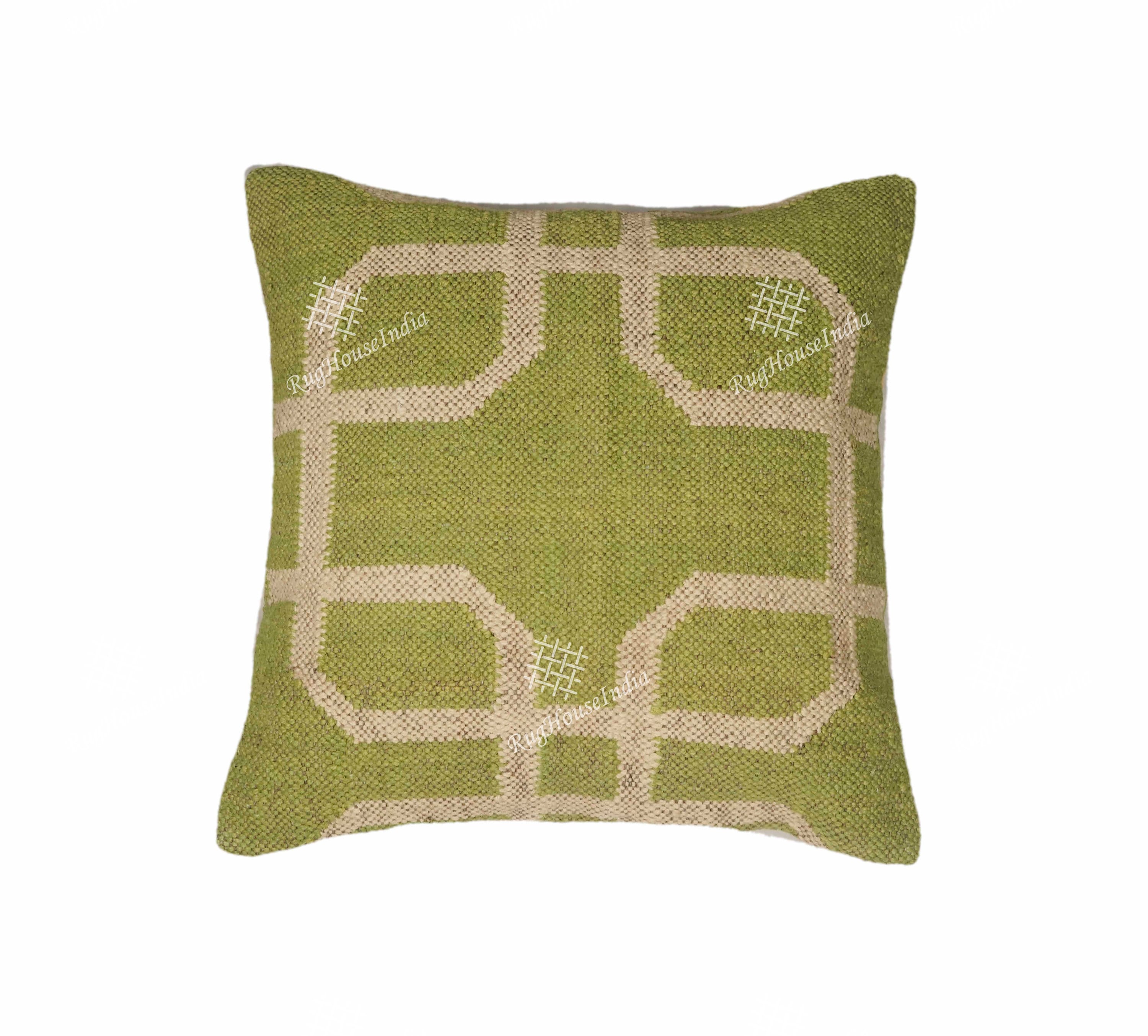 4 Set of 18"x18"handwoven Wool Jute Cushion Cover Boho Room Decorative ...