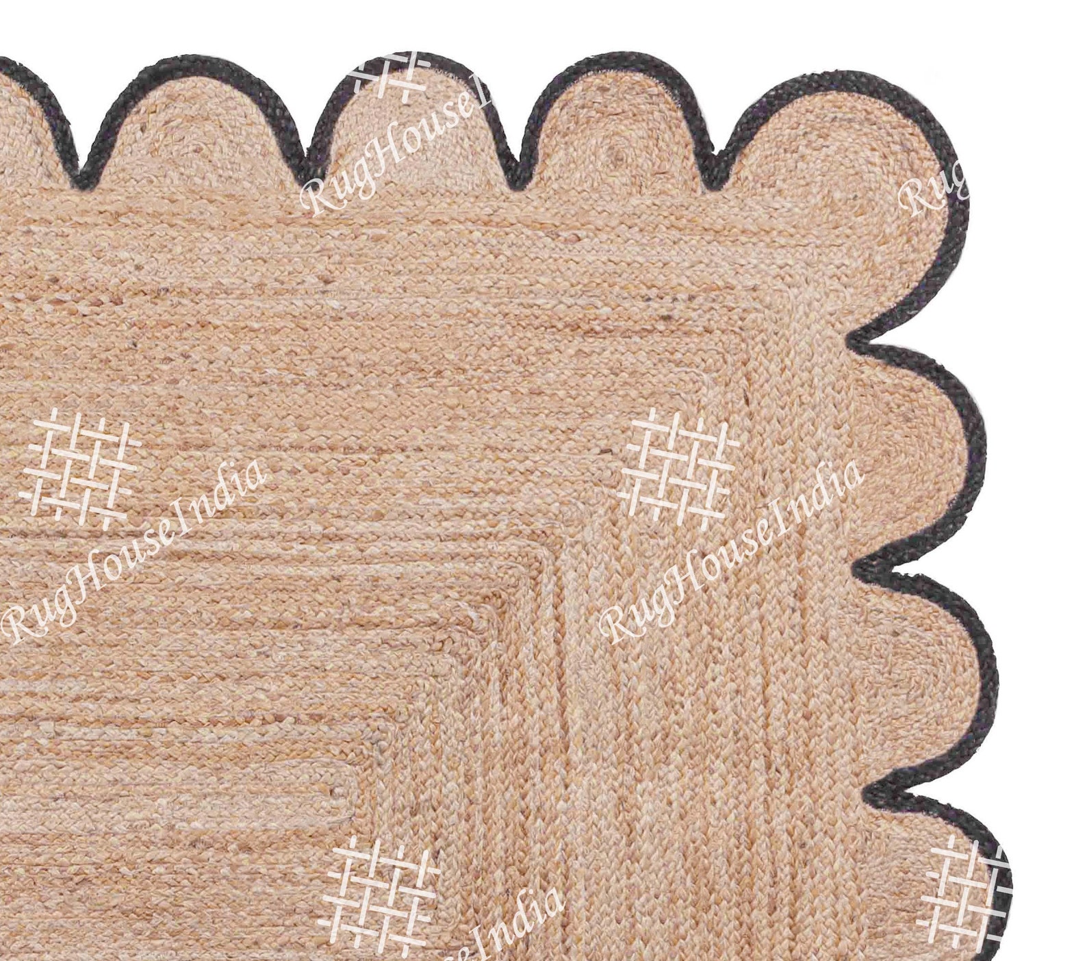 Scalloped Jute Rug Every Color Scallop Rug Natural Jute Area - Etsy