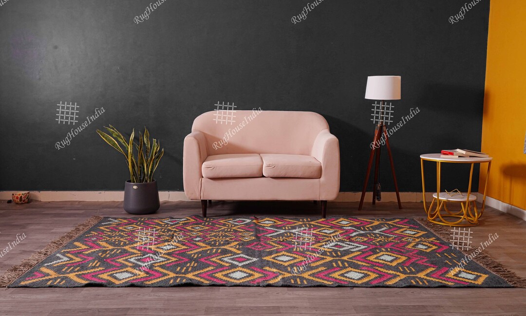 4x6 5x8 Ft. Handwoven Kilim Wool Jute Rug Fringes Jute Rug - Etsy