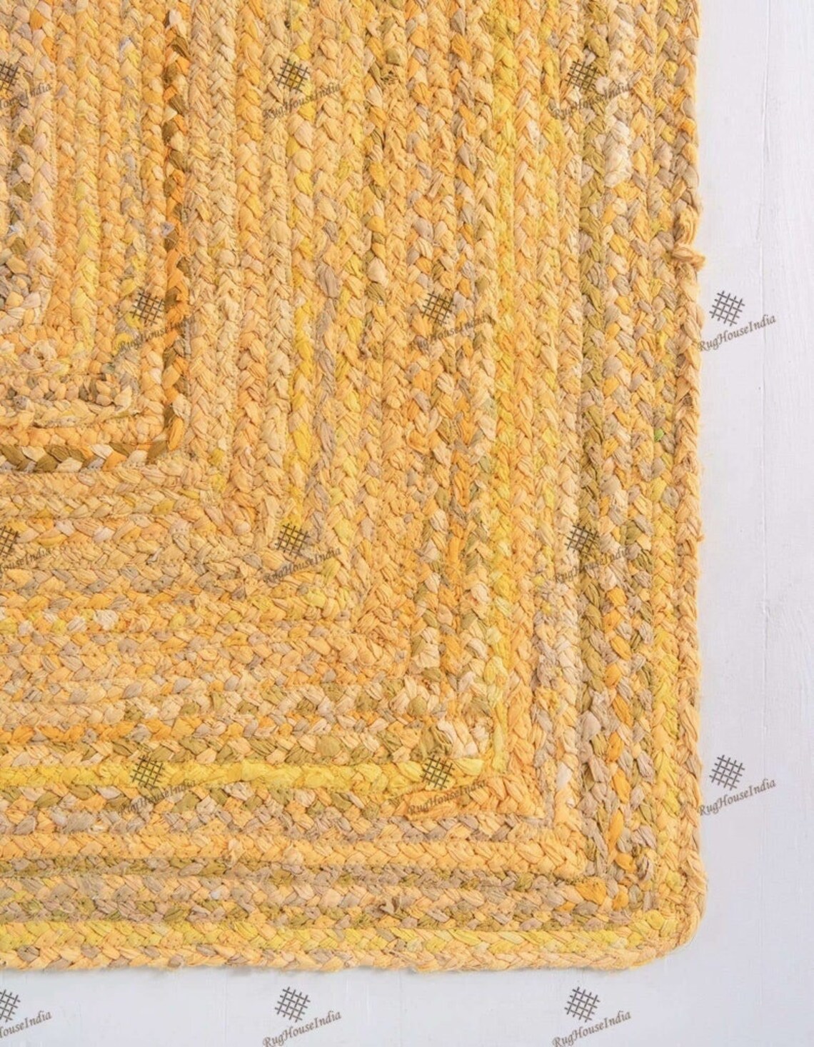 Every Size Hand Braided Yellow Cotton Rug Rectangle Cotton - Etsy