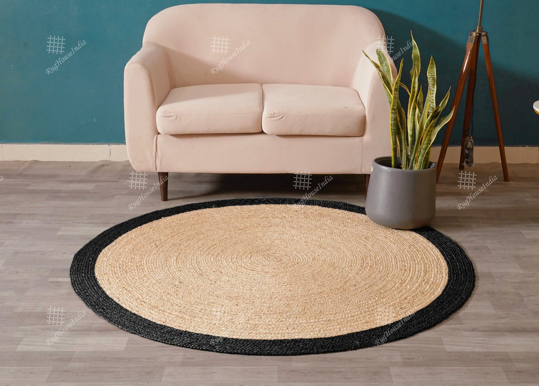 2x2, 6x6 Ft. Hand Braided Round Jute Rug, Circle Area Rug, Beige Round ...