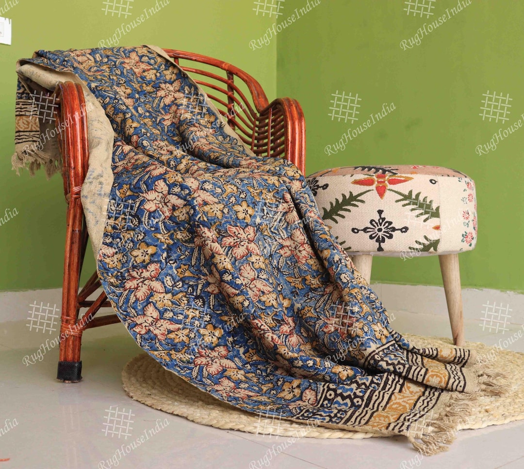 Indian Handmade Soft Cotton Throws Blankets, Hand Loom Hand Block ...