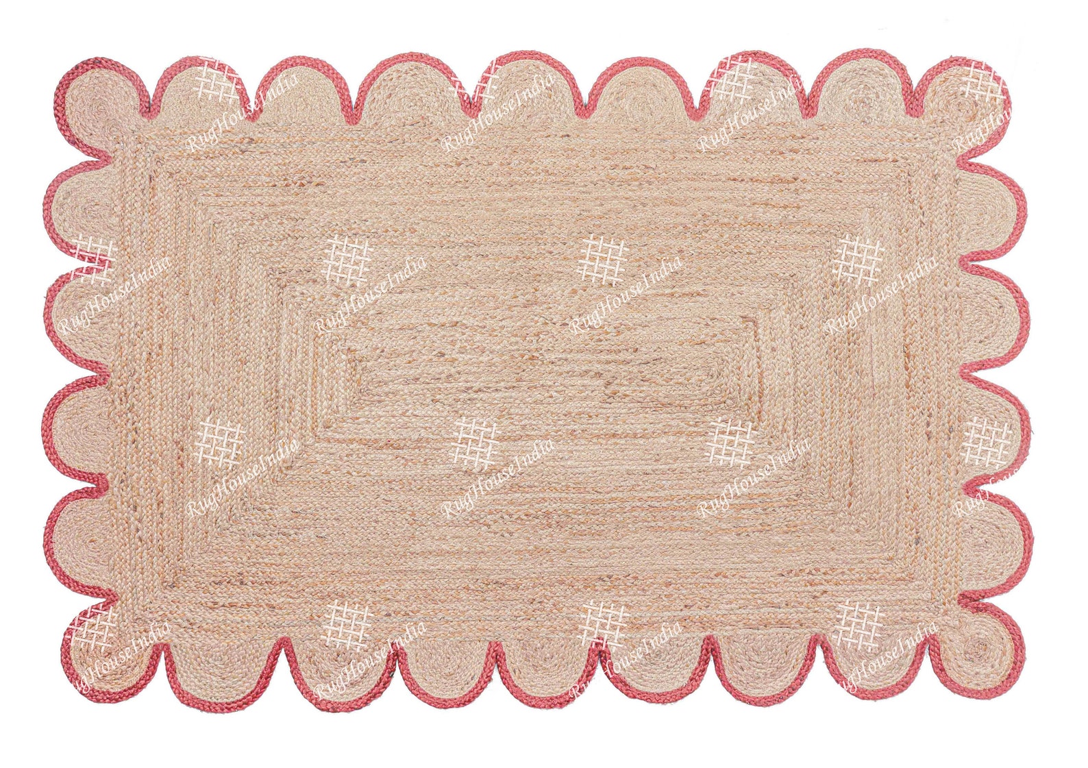 Scalloped Jute Rug Every Color Scallop Rug Natural Jute Area | Etsy