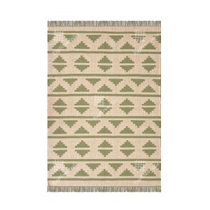 6x9 Ft. Kilim Wool Jute Rug, Handwoven Dhurrie Rug, Fringes Jute Rug ...