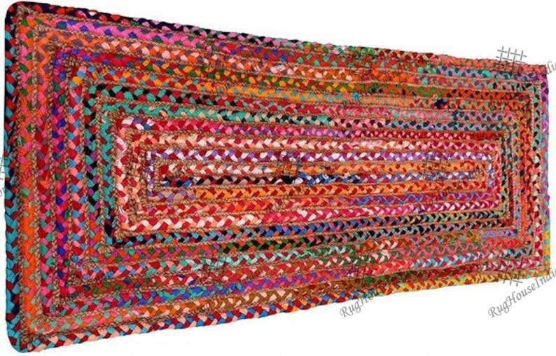 Hand Braided Jute Cotton Carpet Handmade Chindi Cotton | Etsy