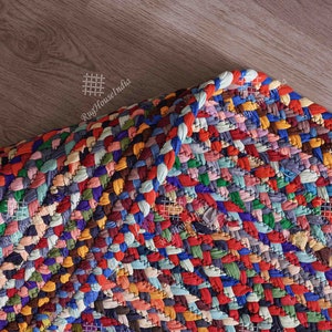 Handwoven Colorful Round Cotton Chindi Area Rug Multi Color Rug, Floor ...