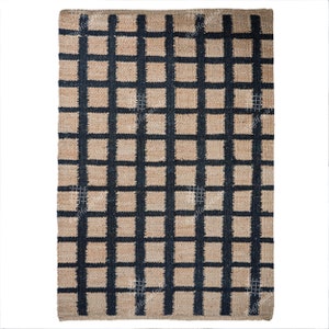 Black Check Box Design Hand Loomed Natural Jute Hemp Runner/rug Jute ...