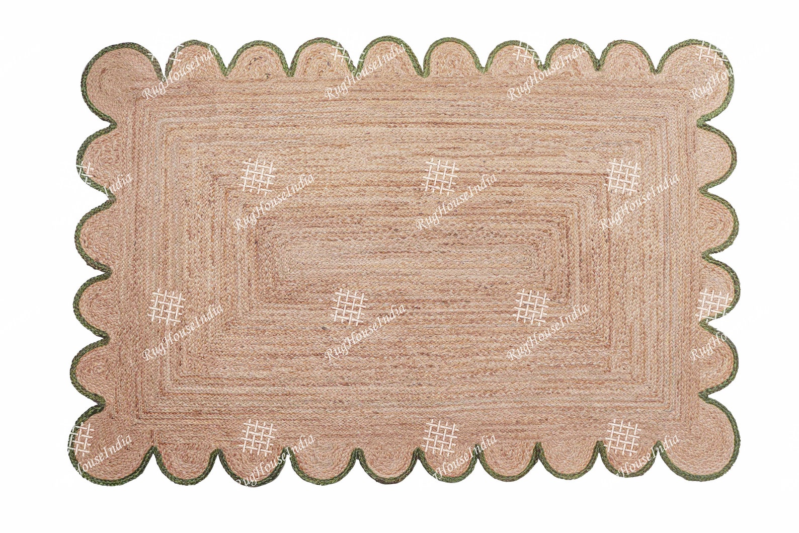 Scalloped Jute Rug Every Color Scallop Rug Natural Jute Area | Etsy