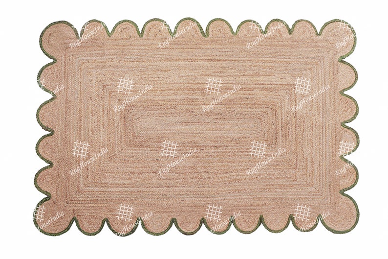 Scalloped Jute Rug Every Color Scallop Rug Natural Jute Area | Etsy