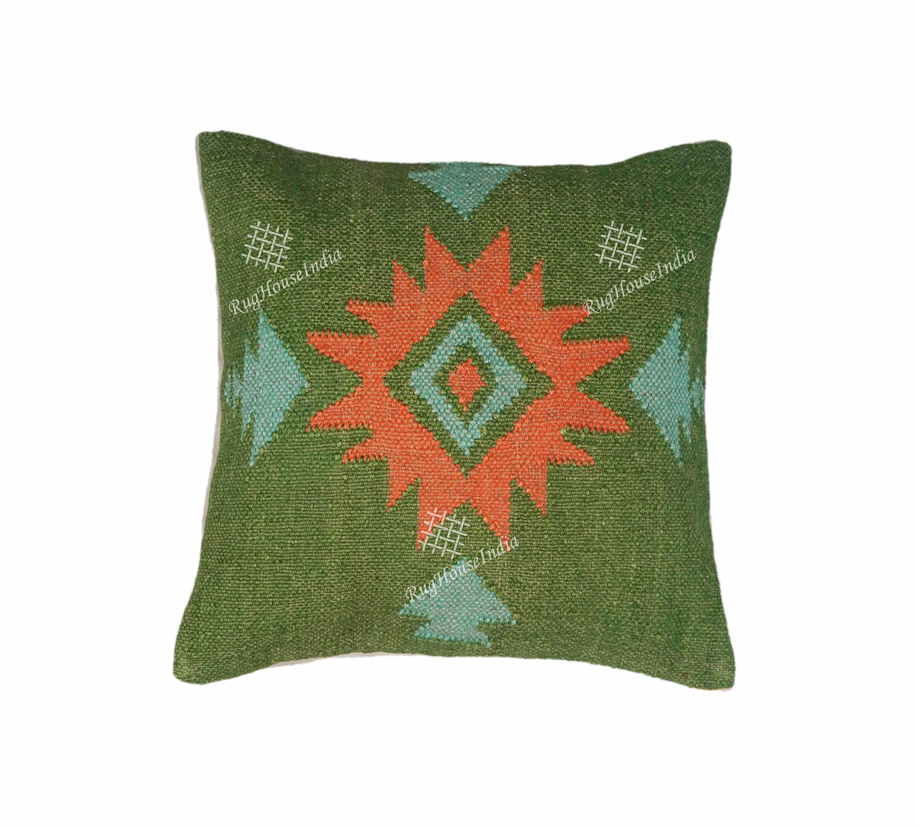 4 Set of 18"x18"handwoven Wool Jute Cushion Cover Boho Room Decorative ...
