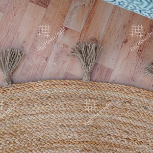 Custom Size Hand Braided Orange Round Natural Jute Rugs With Fringes ...