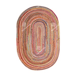 Hand Braided Bohemian Colorful Jute Cotton Chindi Area Rug Home Decor ...