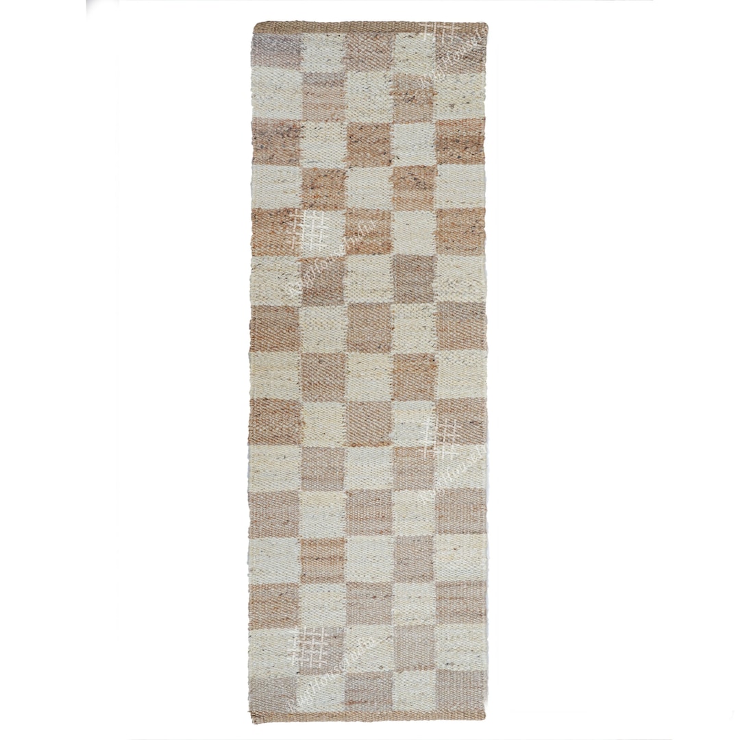 Checkered Rug, Boho Natural Jute Rug, Textured Box Area Rug, Bohemian ...