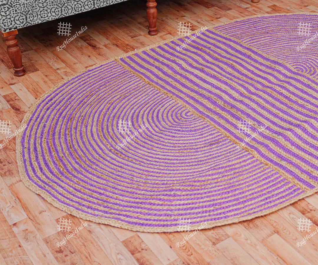 5x7 Ft Indian Hand Braided Oval Jute Rug Doormat Rug Custom Size Beige ...