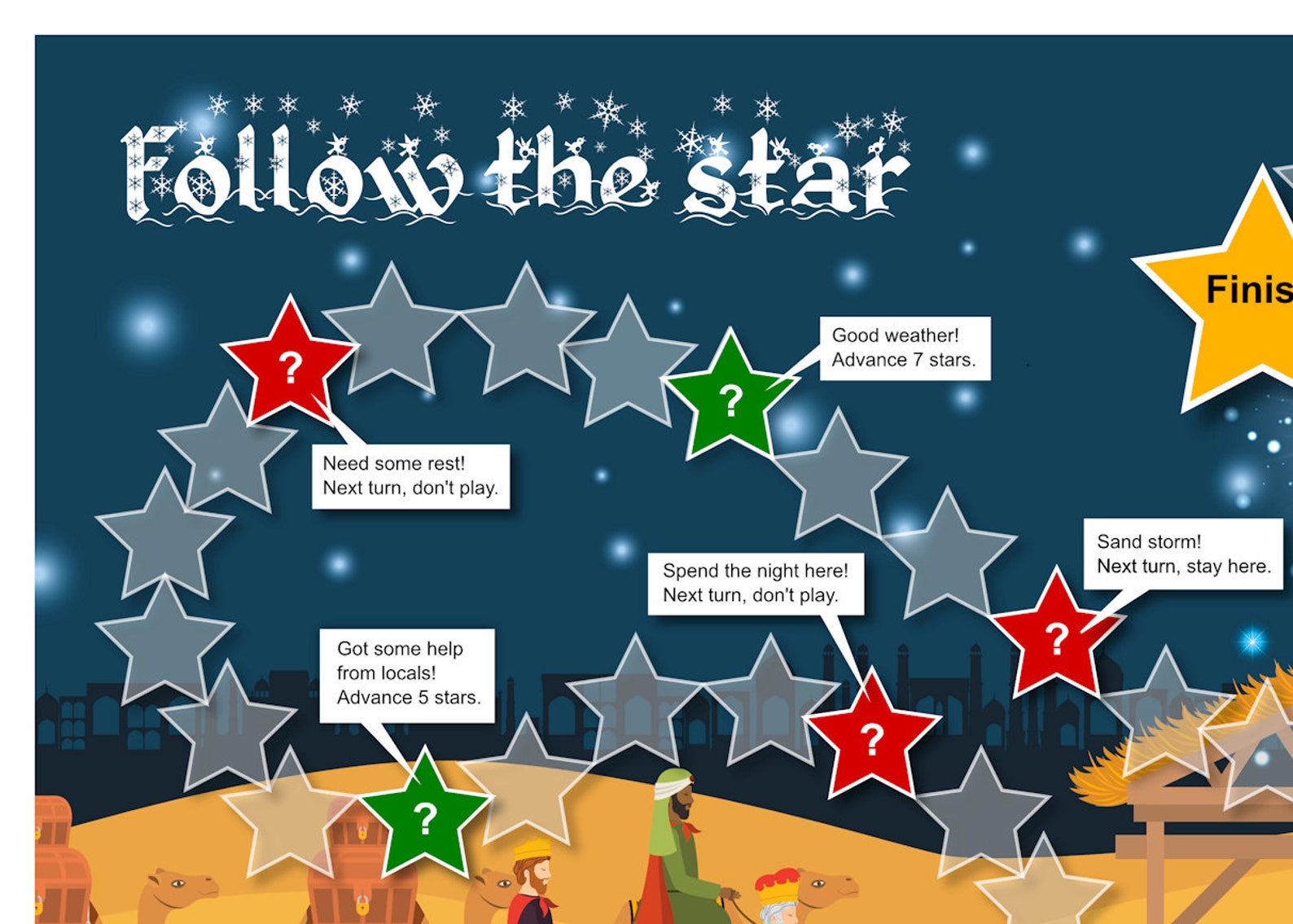 Print & Play! Board Game - Follow the Star - Size A4 or A3 - Etsy