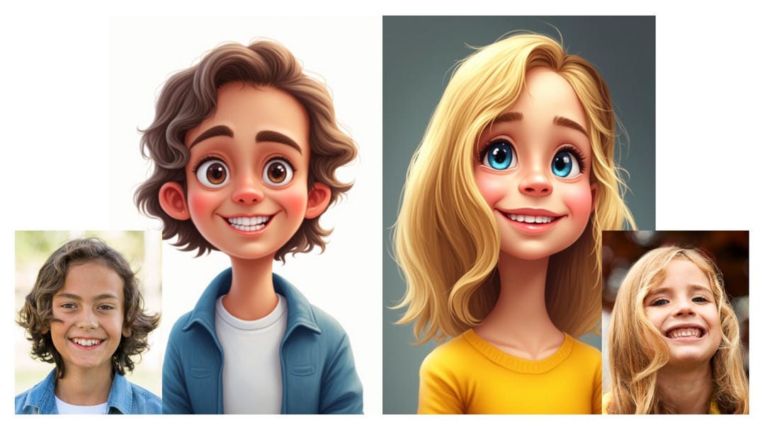 Custom Printable Caricature Portrait, Digital-cartoon-style, Ai ...