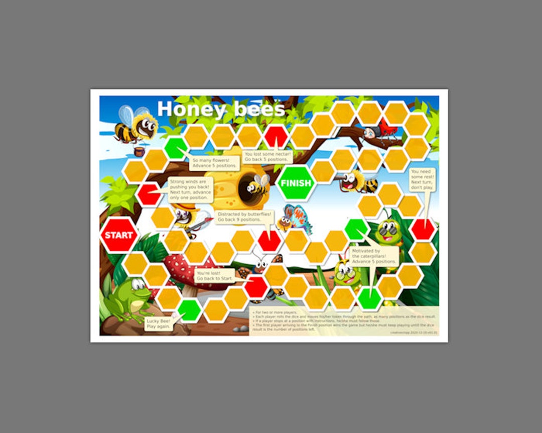Print & Play! Board Game - Honey Bees - Printable in A4 or A3 Size - Etsy