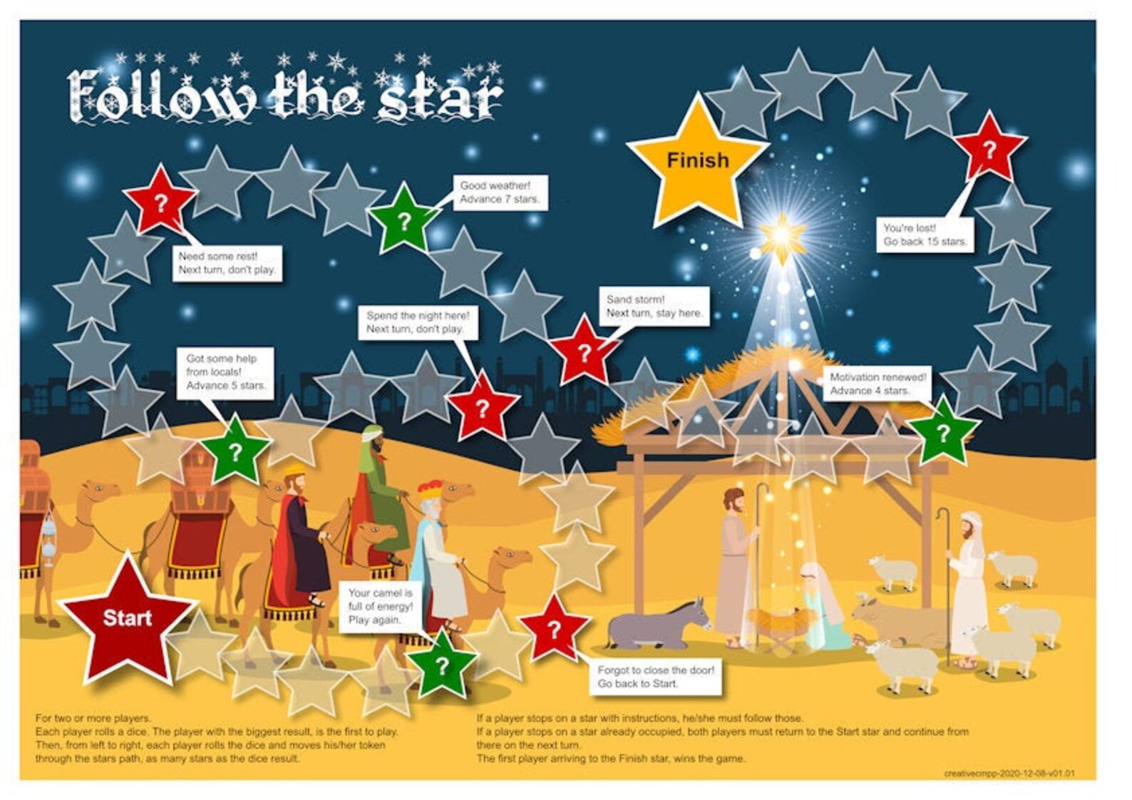Print & Play! Board Game - Follow the Star - Size A4 or A3 - Etsy
