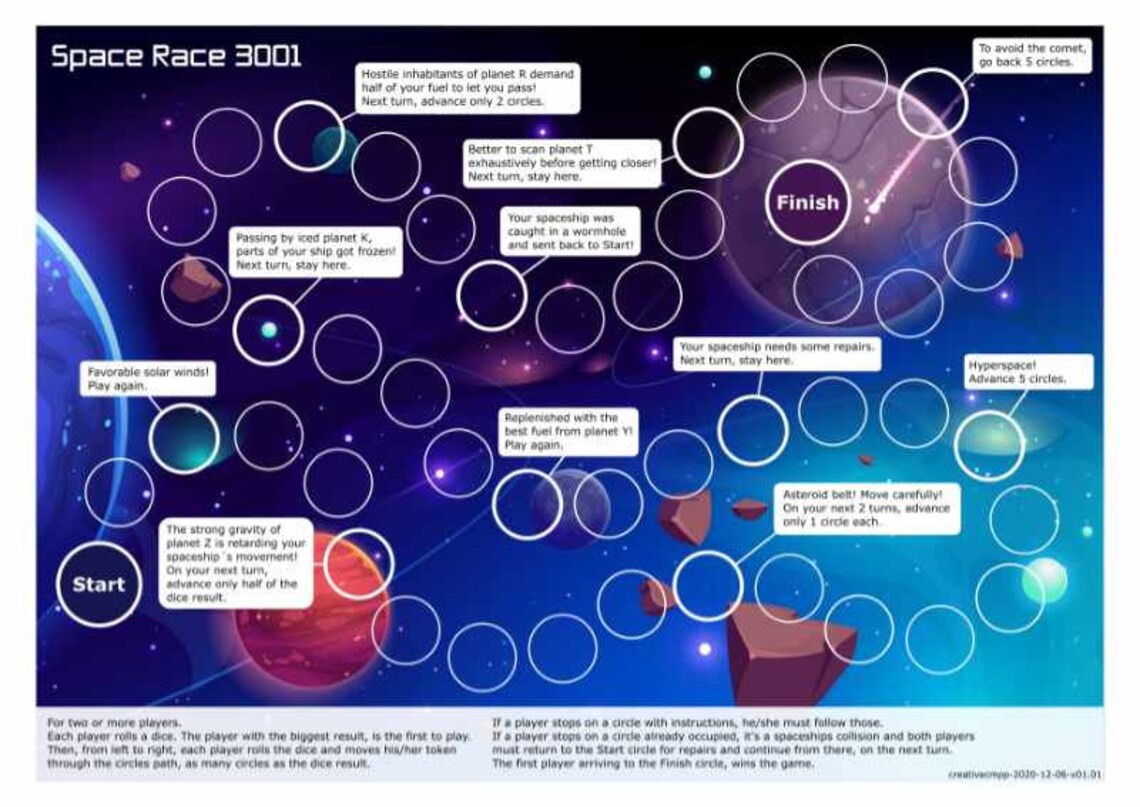 Print & Play - Board Game - Space Race 3001 A4 / A3 - Etsy
