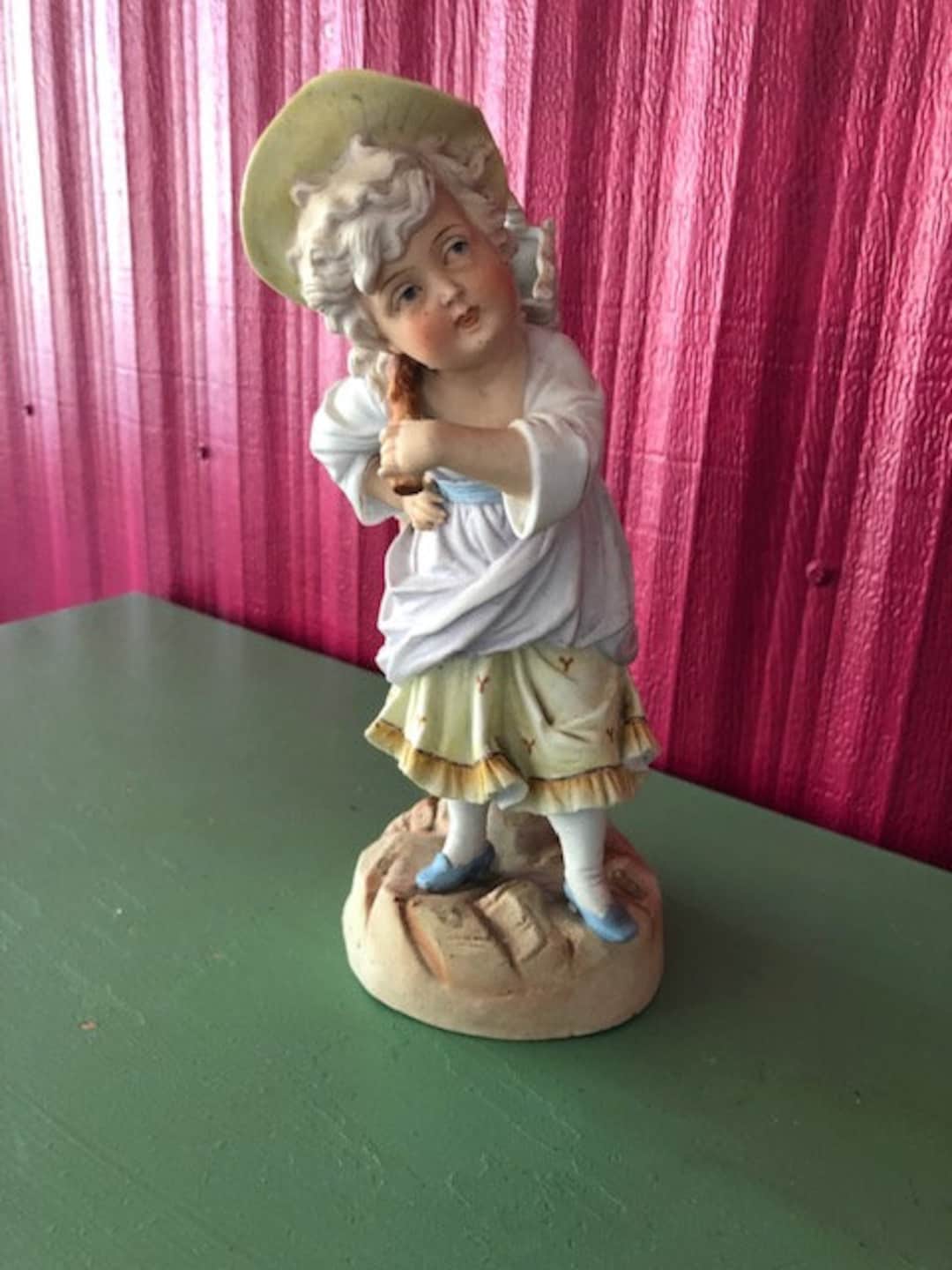 Antique German Bisque Gebruder Heubach Figurine Girl With Basket #6 - Etsy