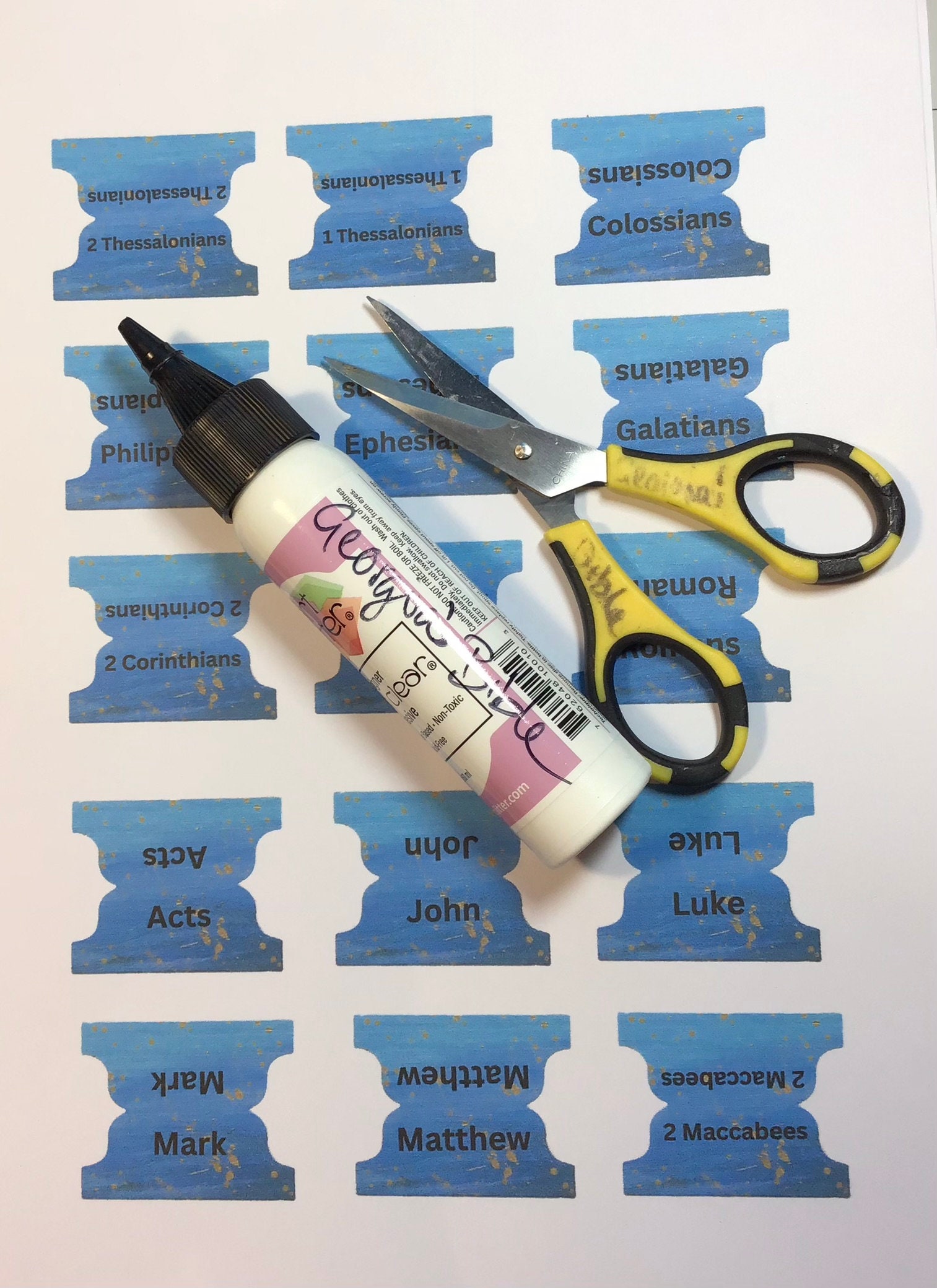 Spattered Blue Bible Tabs - Downloadable, Printable Bible Page Markers ...