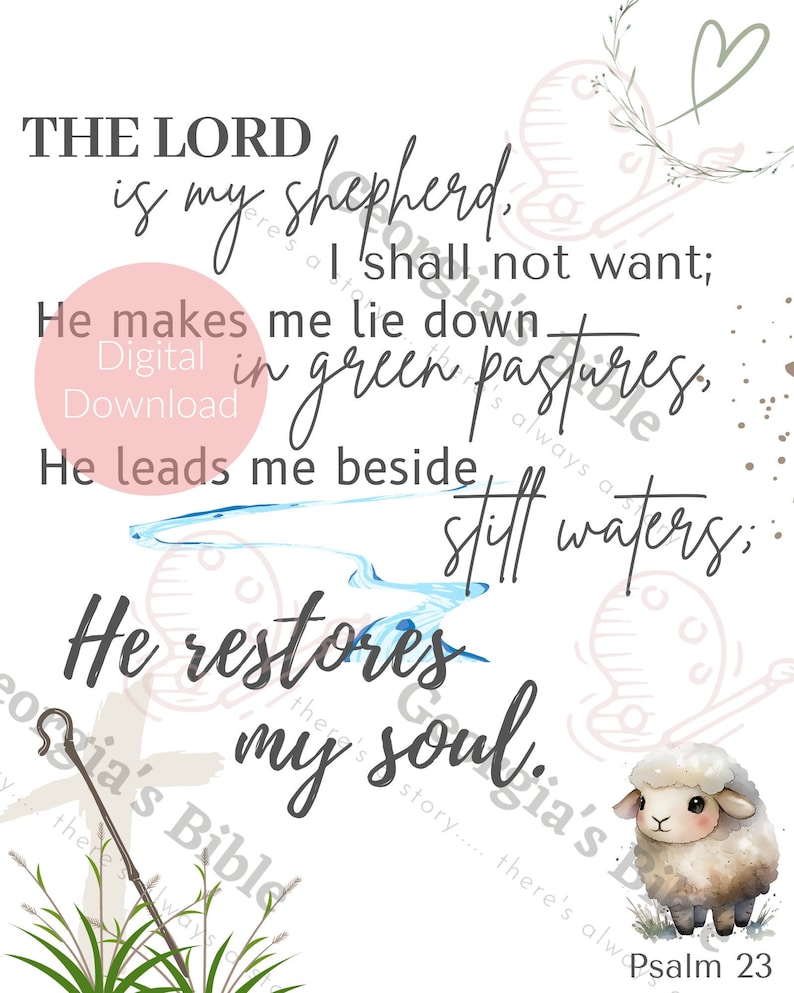 Psalm 23 - the Lord is My Shepherd - Printable Verse and Backgrounds - Etsy
