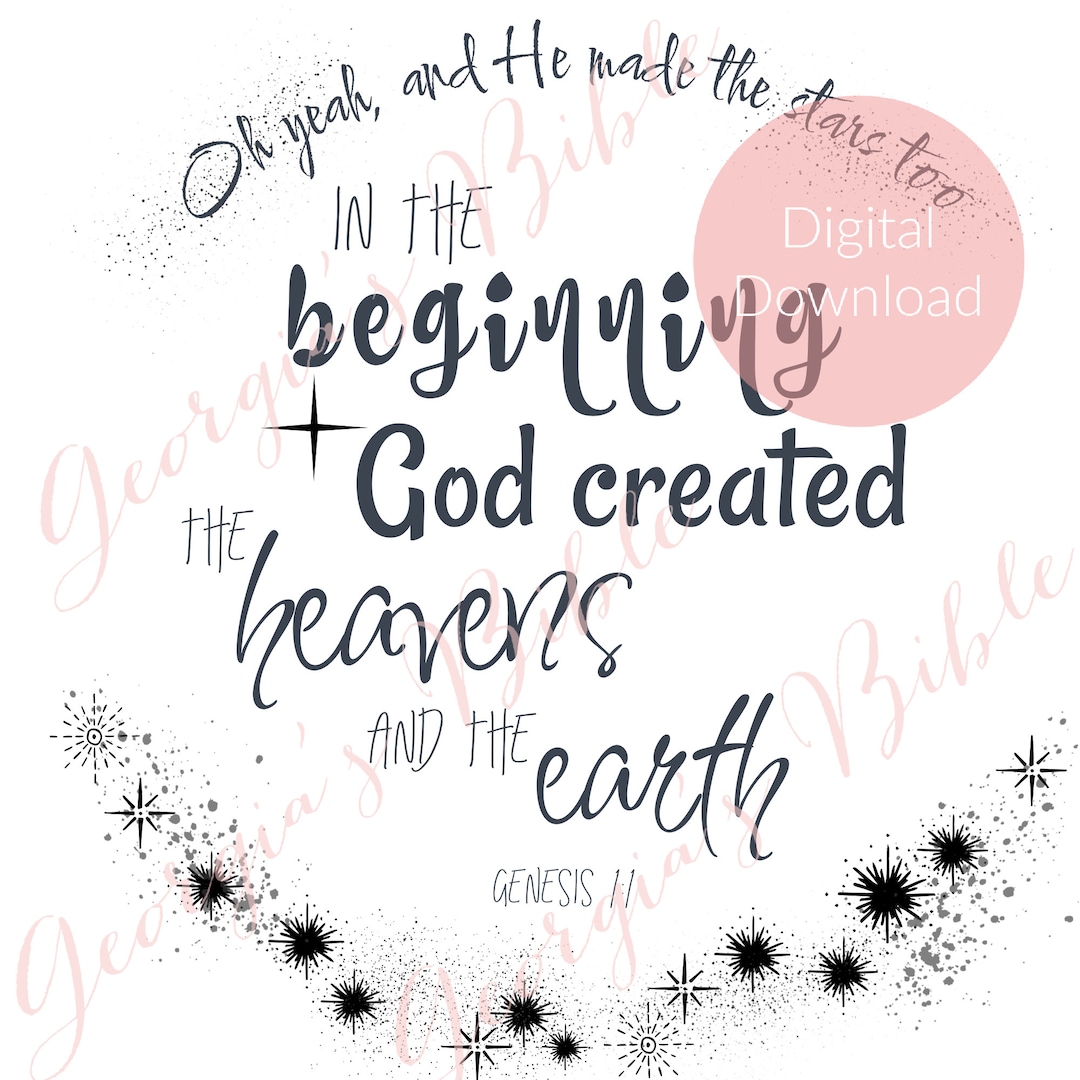 Genesis 1:1 - in the Beginning - Printable Bible Verse Design - Etsy