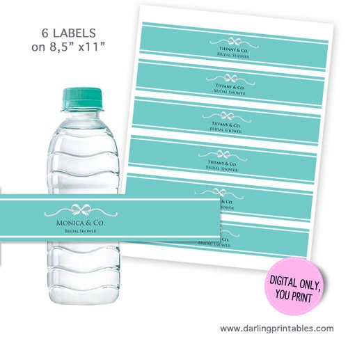 Water Bottle Label Breakfast at Tiffanys | Etsy
