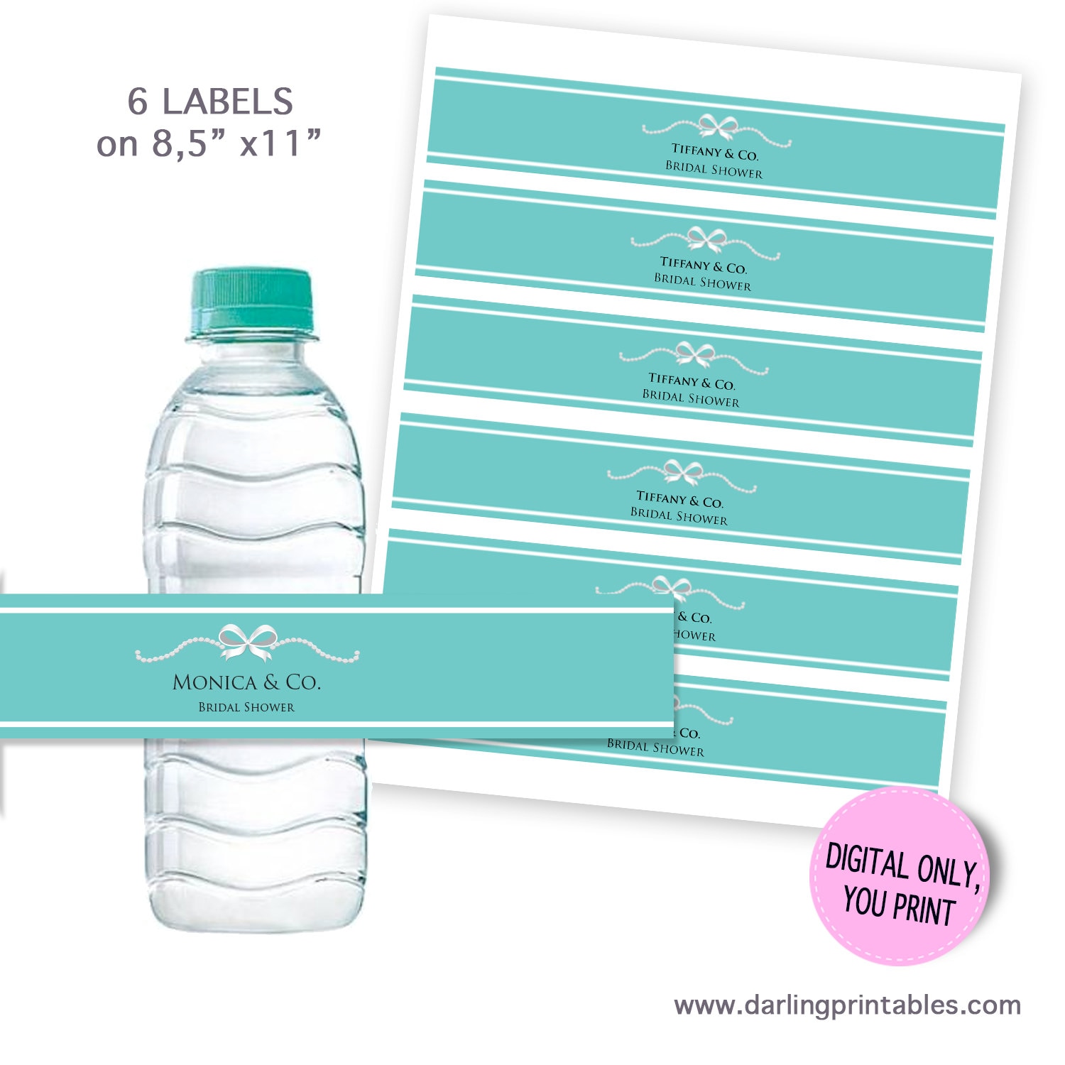 Water Bottle Label Breakfast at Tiffanys - Etsy