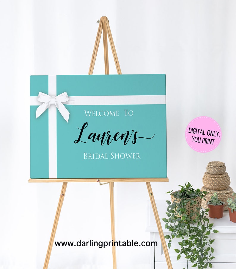 Bow ribbon welcome sign breakfast at tiffanys - Etsy España
