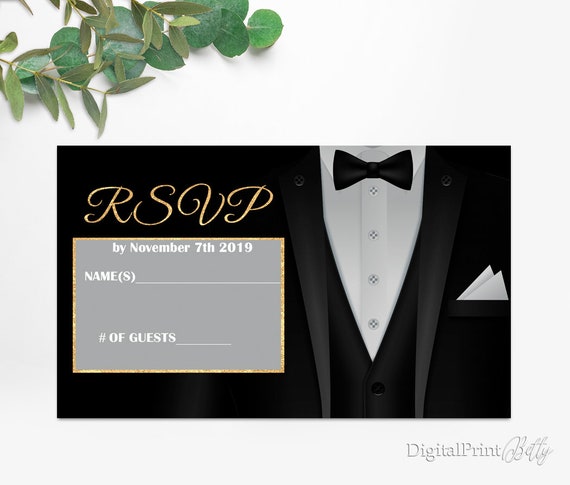 RSVP Cards the Tuxedo Invite Gold Birthday Invitation the - Etsy