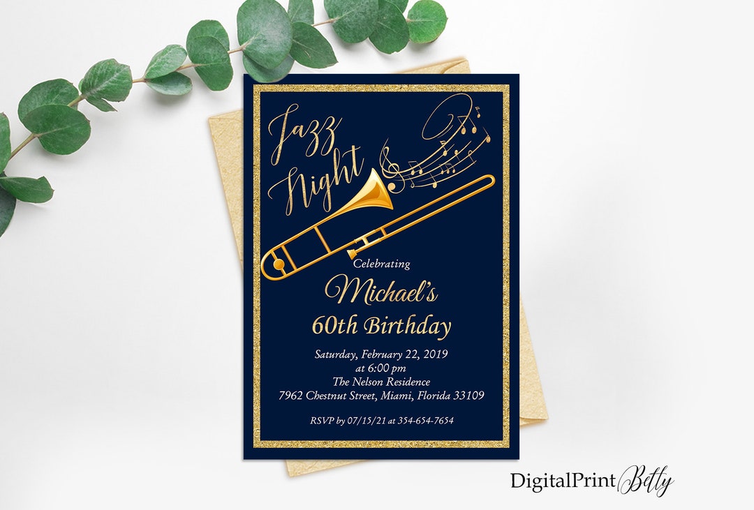 70th Birthday Invitation, Birthday Invitation, Jazz Night Invitation ...