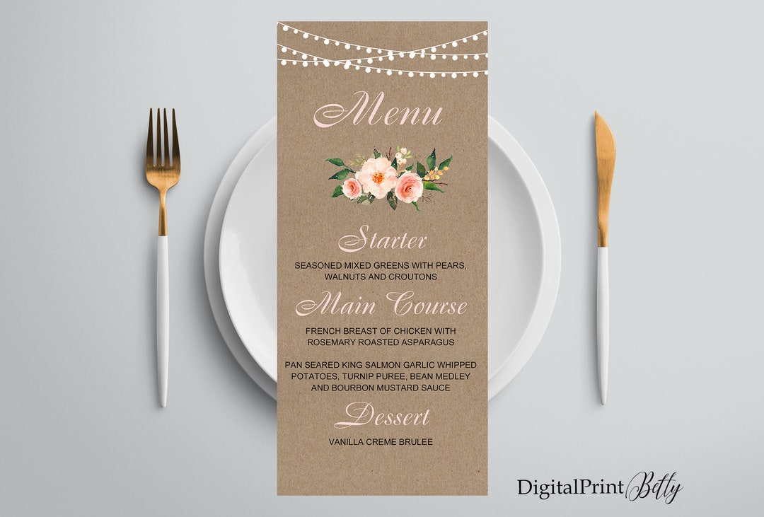 Menu Birthday, Floral Women Birthday Invitation, Rustic Birthday Invite ...