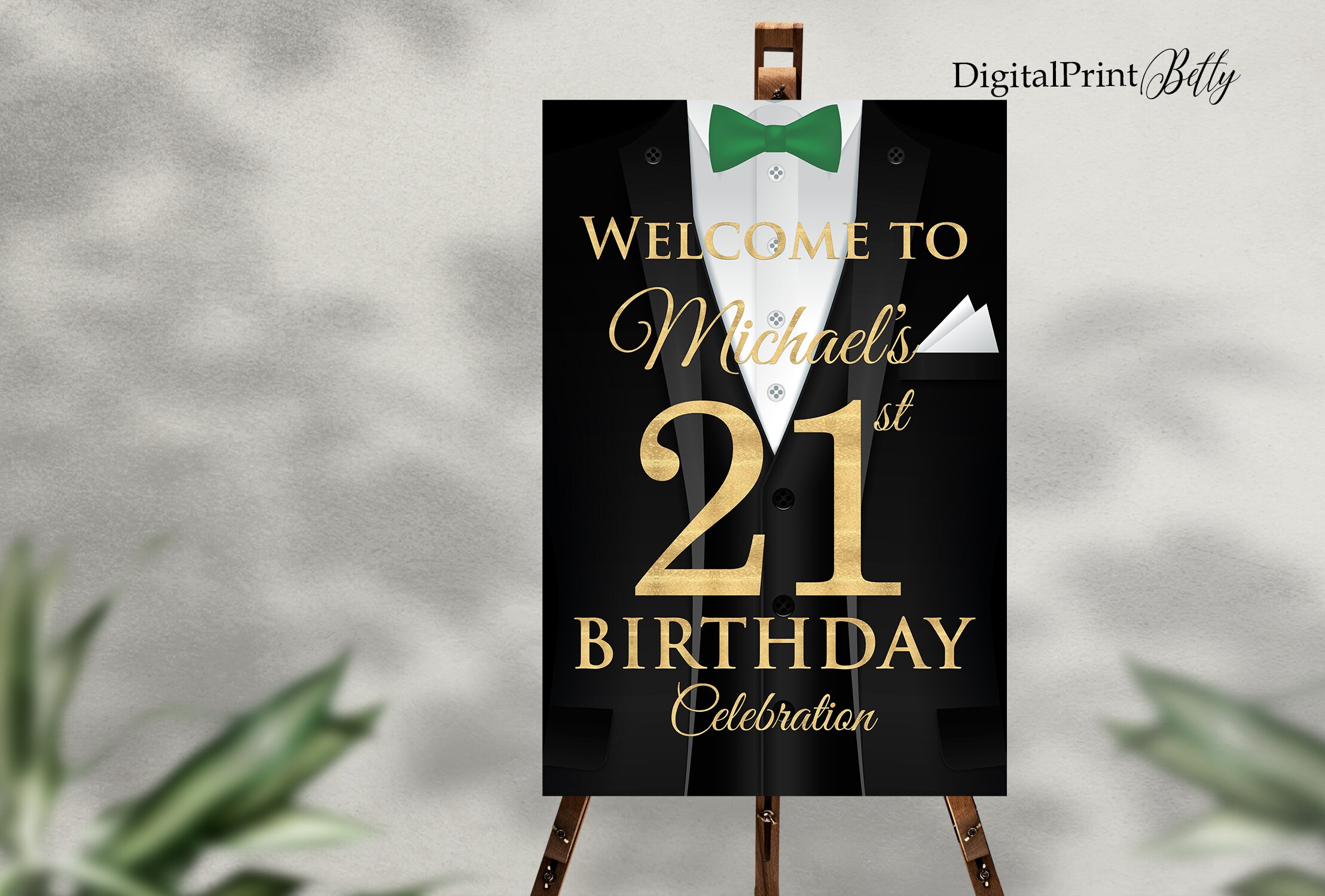 Birthday Welcome Sign, Welcome Sign, Birthday Sign, Gold and Green ...