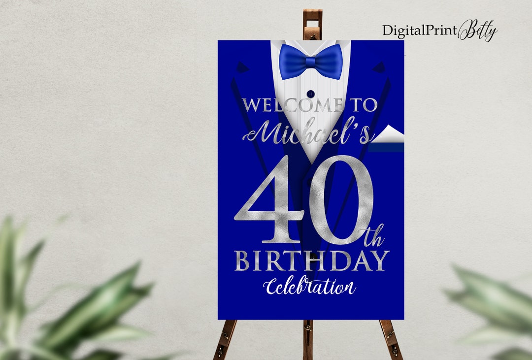 40th Birthday Welcome Sign, Welcome Sign, Birthday Sign, Silver and ...